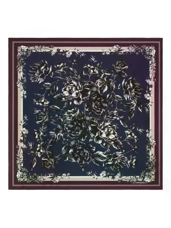 Dolce & Gabbana Floral-print Scarf - Blue