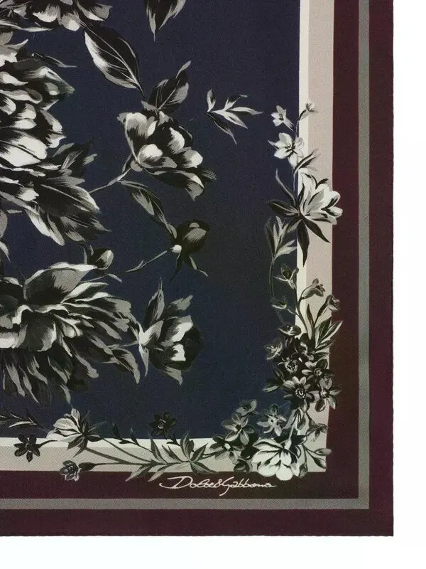 Dolce & Gabbana Peony-print Silk Scarf - Blue