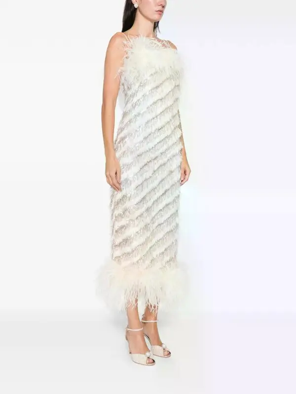 TALLER MARMO Feather-trim Midi Dress