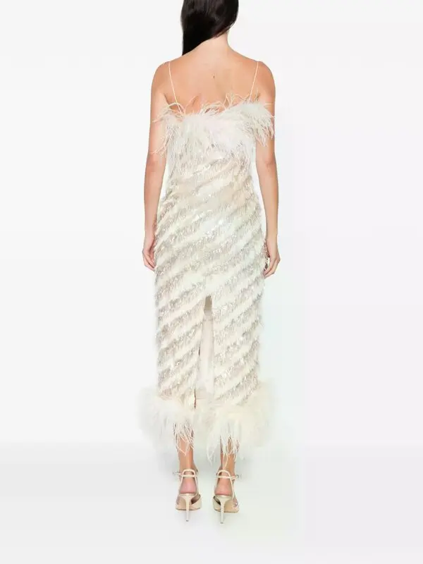 TALLER MARMO Feather-trim Midi Dress