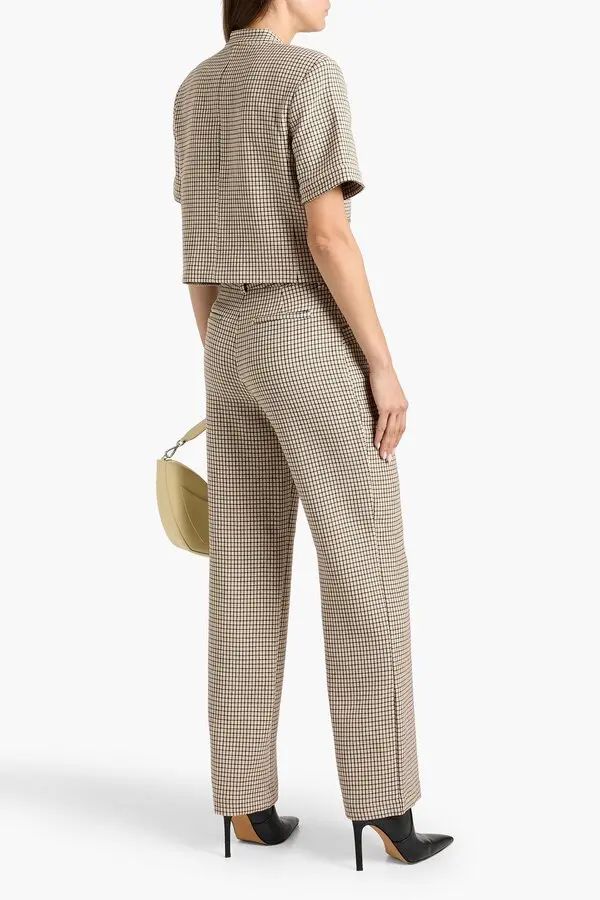 Derek Lam 10 Crosby Gille Checked Tweed Flared Pants