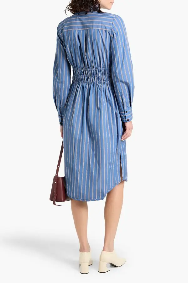 Derek Lam 10 Crosby Veronica Belted Striped Cotton-poplin Midi Shirt Dress - Blue