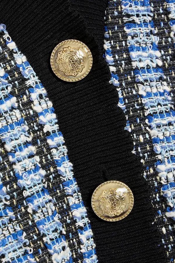 Derek Lam 10 Crosby Metallic Jacquard-knit Cardigan - Blue