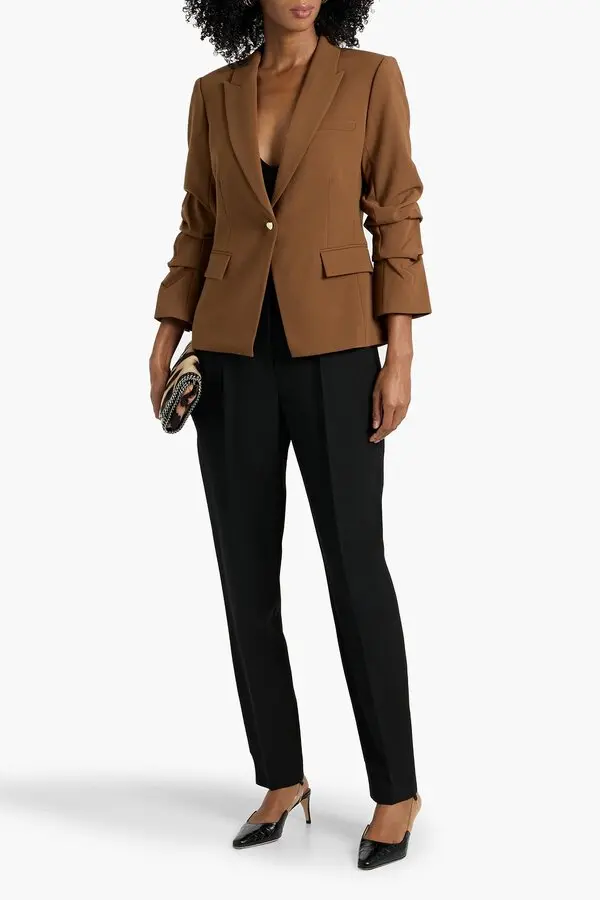 Derek Lam 10 Crosby Woven Blazer With Ruched Sleeves