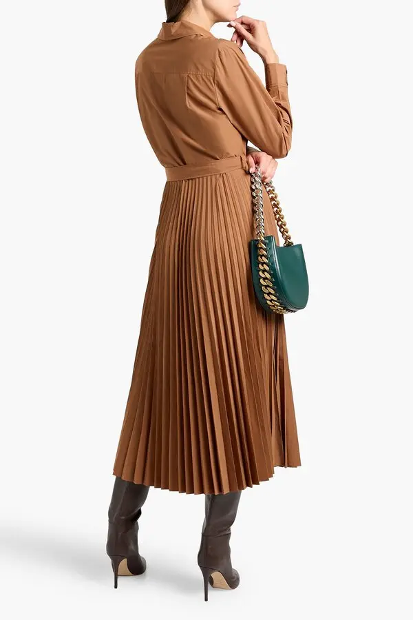 Derek Lam 10 Crosby Kenza Pleated Poplin Midi Shirt Dress - Light Brown