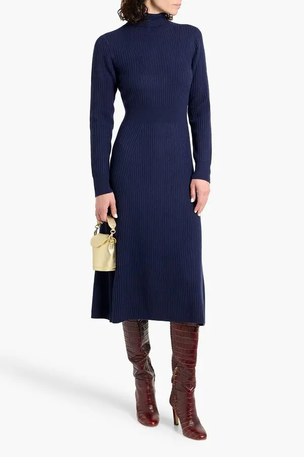 Derek Lam 10 Crosby Diana Ribbed Wool Turtleneck Midi Dress