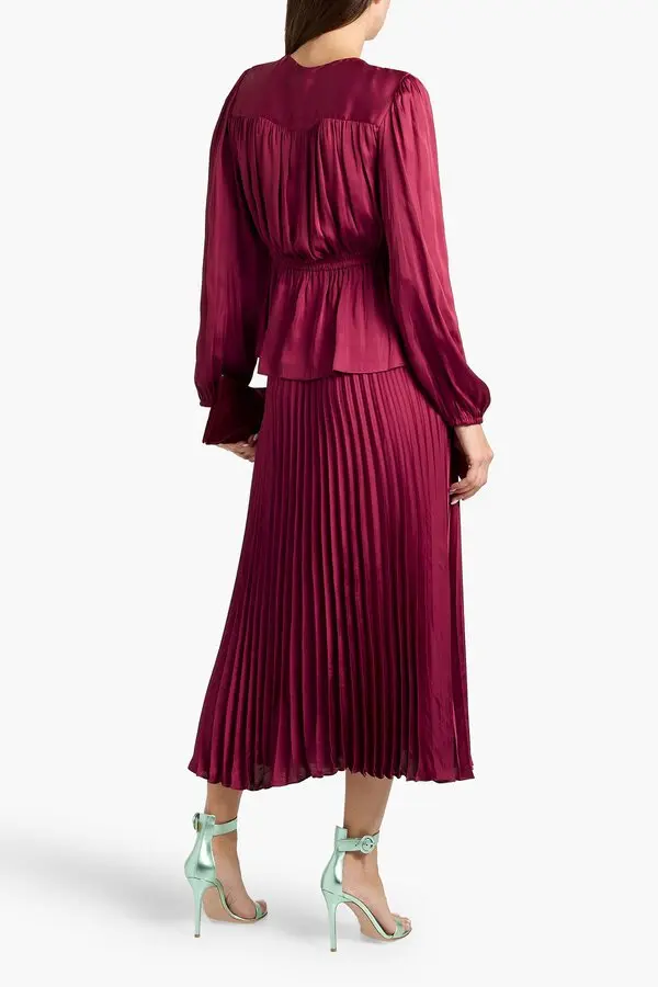 Derek Lam 10 Crosby Esmeralda Bow-detailed Charmeuse Blouse - Claret