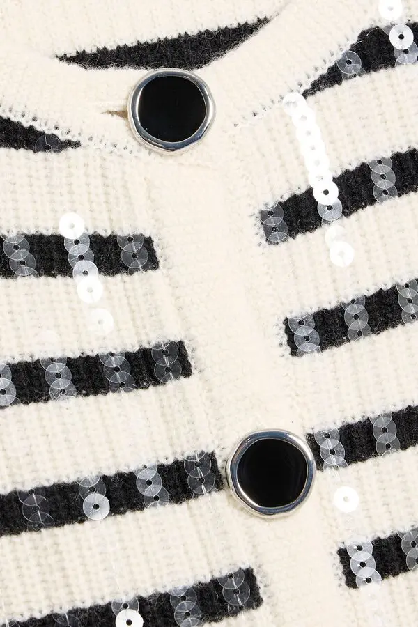 Derek Lam 10 Crosby Nebula Sequined Striped Wool-blend Cardigan - Off-white