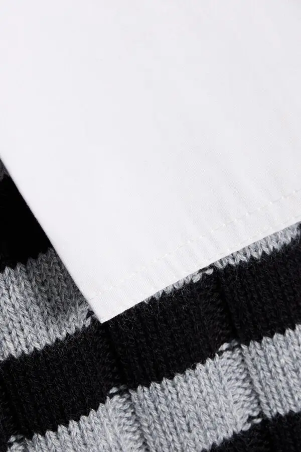 Derek Lam 10 Crosby Paola Poplin-paneled Striped Turtleneck Sweater