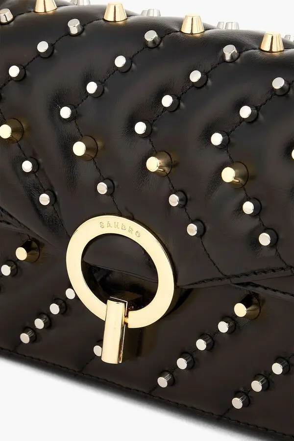 Sandro Studded Quilted Leather Shoulder Bag