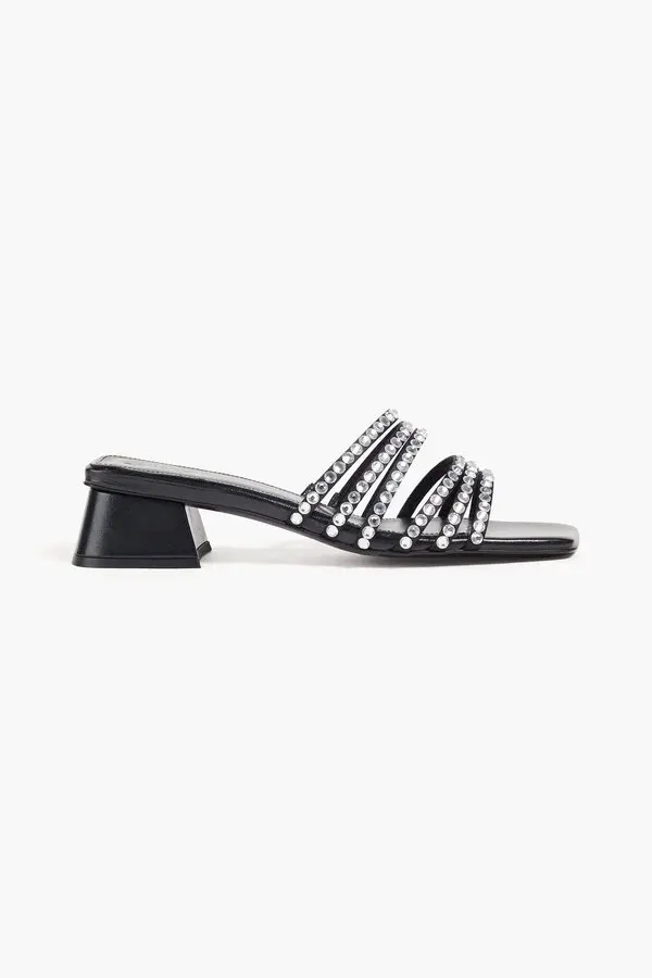 Sandro Crystal-embellished Satin Mules