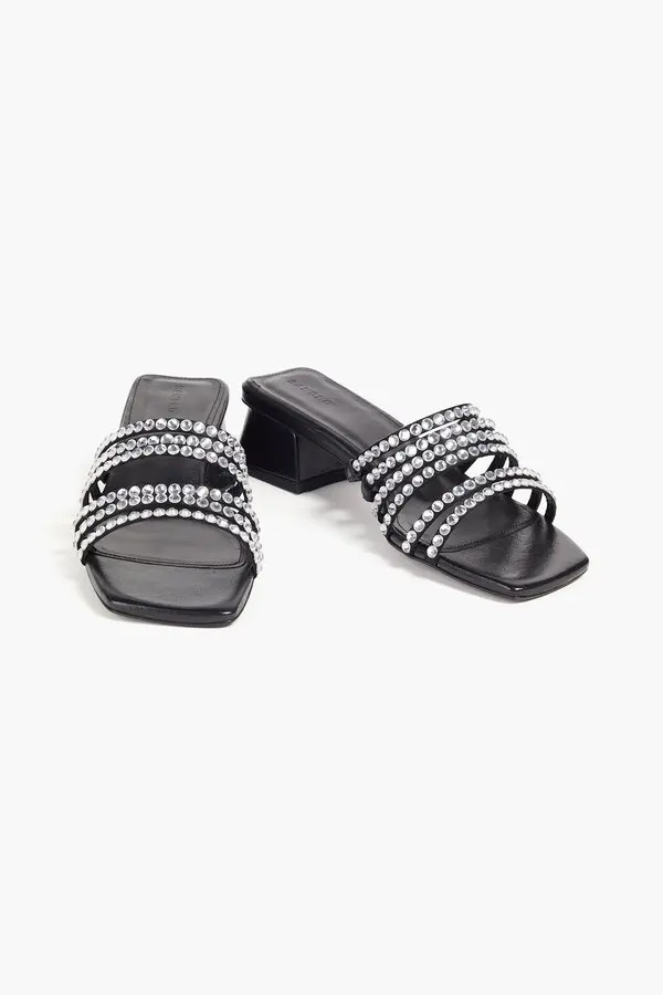 Sandro Crystal-embellished Satin Mules