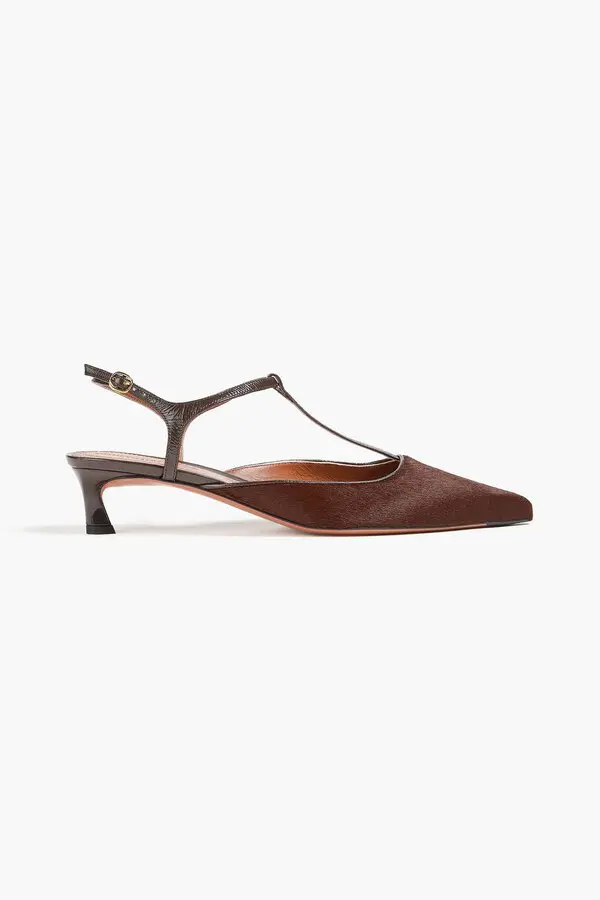 Zimmermann Calf Hair And Patent Leather T-bar Pumps