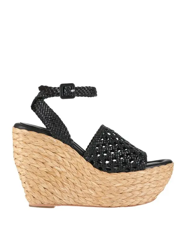 PALOMA BARCELO Leather And Raffia Wedge Sandals