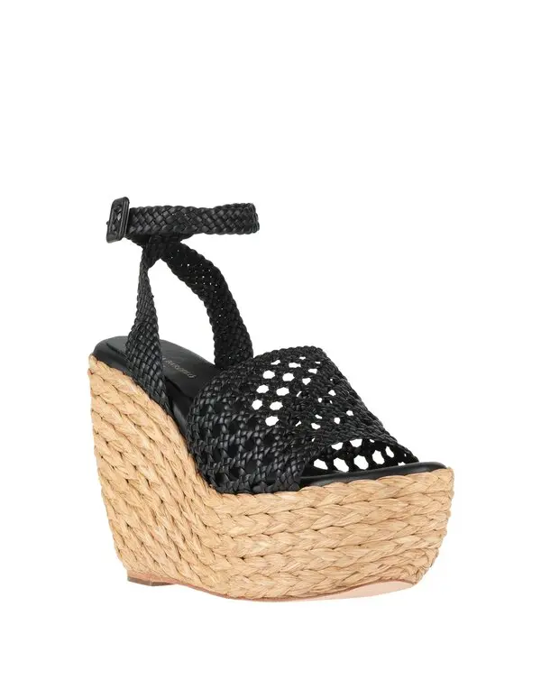 PALOMA BARCELO Leather And Raffia Wedge Sandals