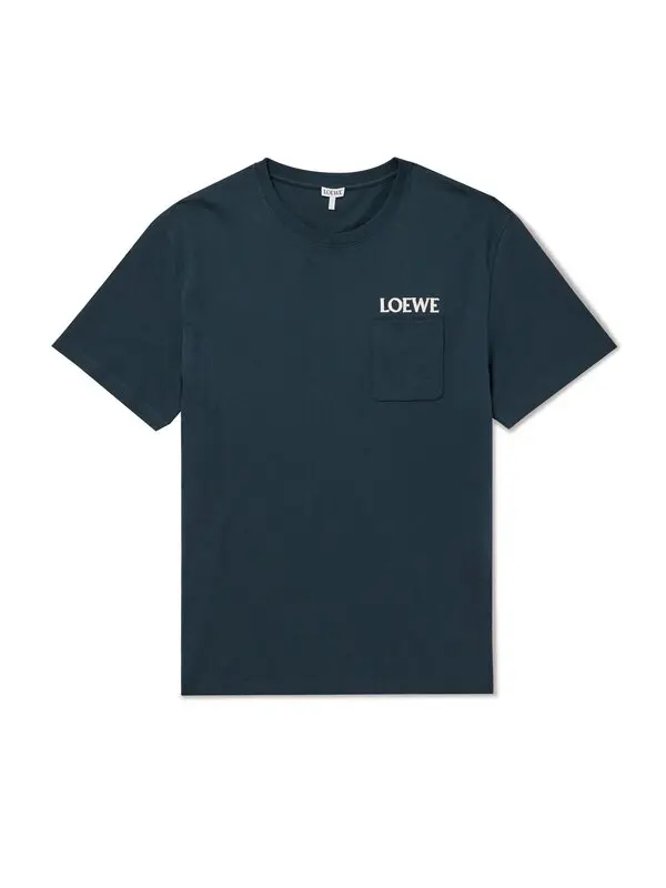 Loewe Logo-embroidered Cotton-jersey T-shirt - Blue