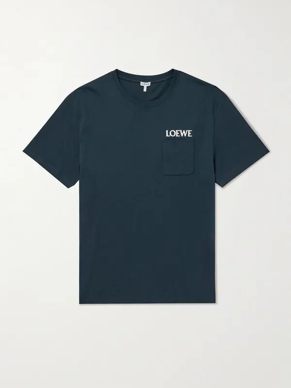 Loewe Logo-embroidered Cotton-jersey T-shirt - Blue