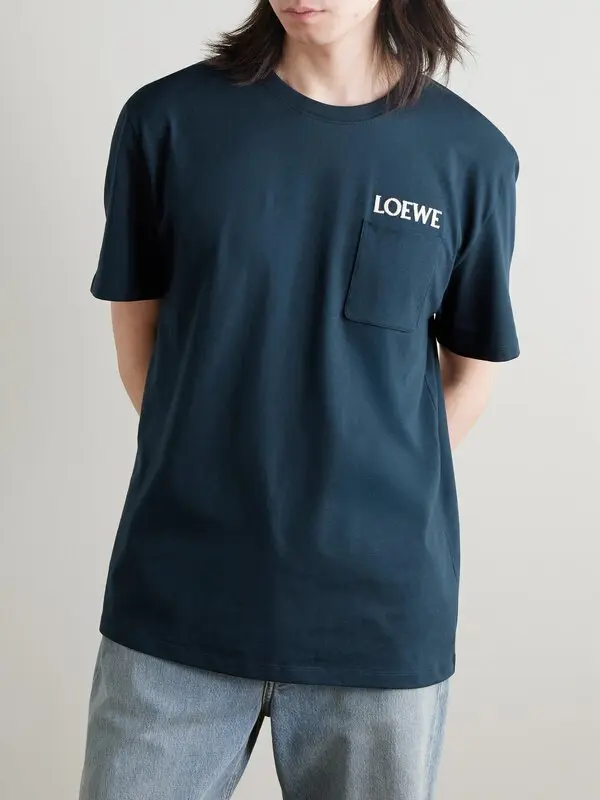 Loewe Logo-embroidered Cotton-jersey T-shirt - Blue