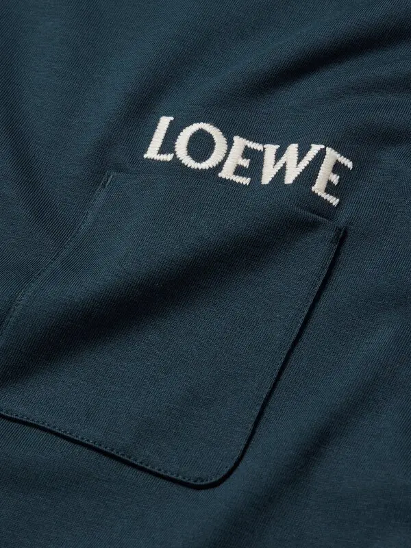 Loewe Logo-embroidered Cotton-jersey T-shirt - Blue
