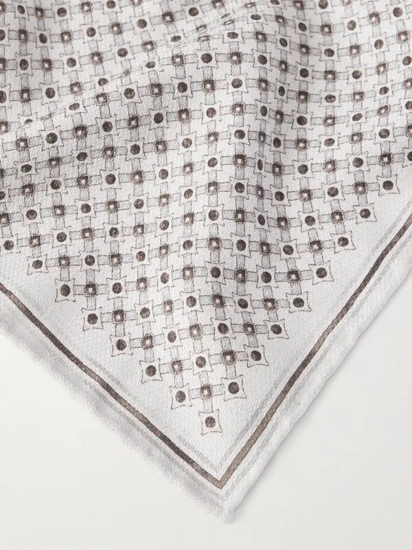 Brunello Cucinelli Printed Silk Pocket Square