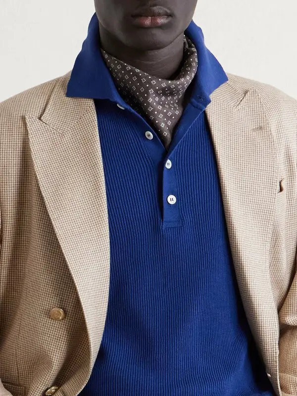 Brunello Cucinelli Printed Silk Pocket Square - Brown