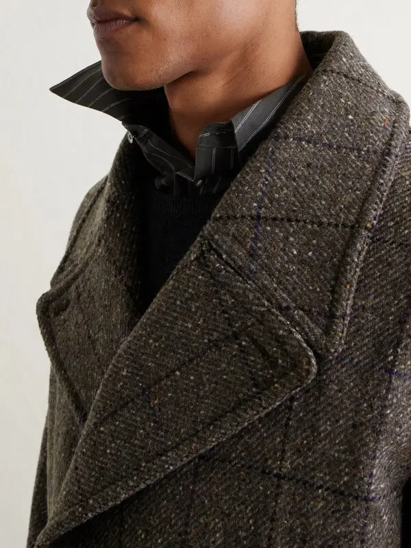 Dunhill Double-breasted Checked Wool And Cashmere-blend Twill Overcoat