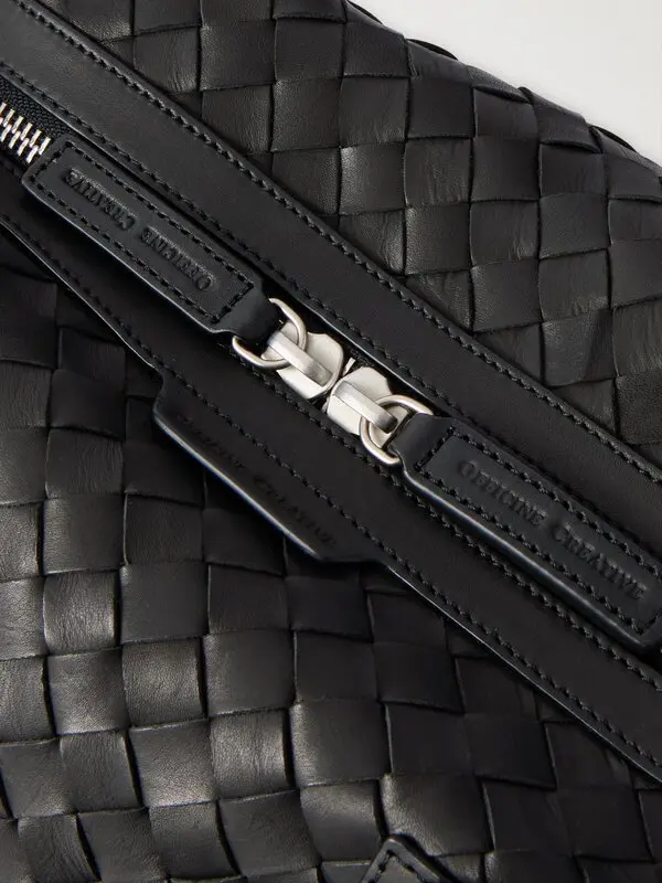 Officine Creative Woven Leather Duffle Bag - Black
