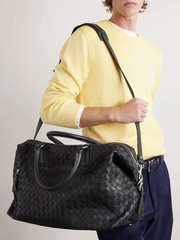 Officine Creative Woven Leather Duffle Bag - Black