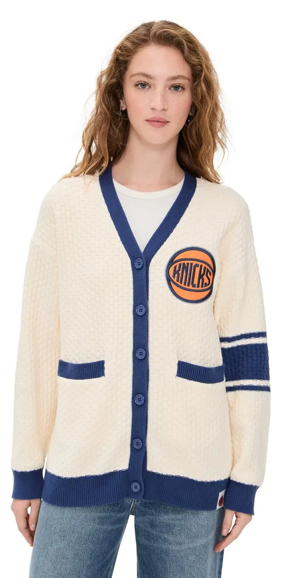 Terez Knicks Knit Cotton Varsity Sweater - Knicks Sugar