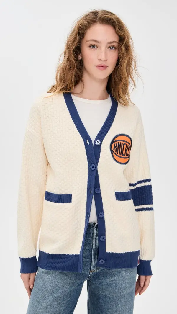 Terez Knicks Knit Cotton Varsity Sweater - Knicks Sugar
