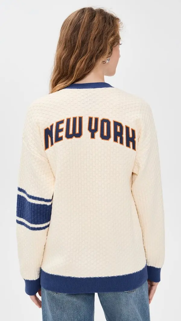 Terez Knicks Knit Cotton Varsity Sweater - Knicks Sugar