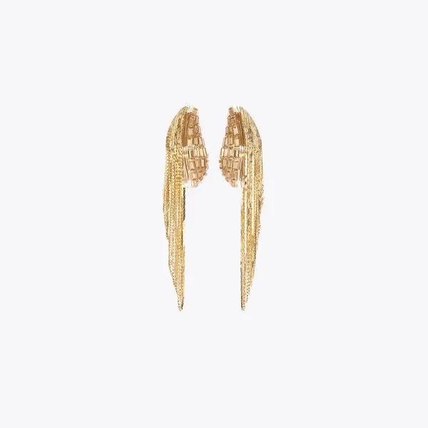 Tory Burch Runway Chain Earrings - Light Brass/crystal