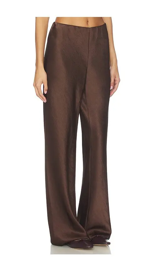 Vince High Waist Fluid Satin Bias Pant - Espresso