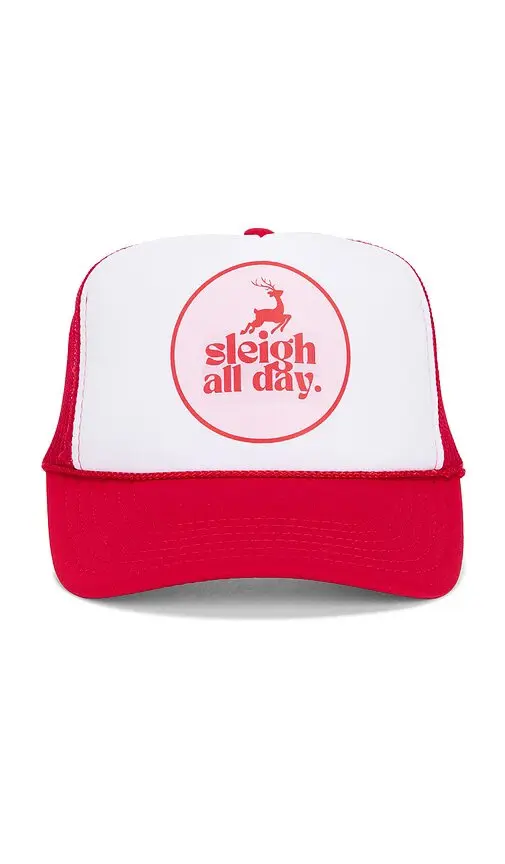 FRIDAY FEELIN Sleigh Day Trucker Hat - Red