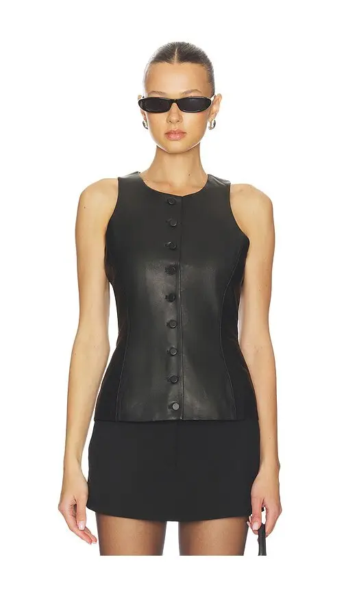 AEXAE Leather Peplum Top