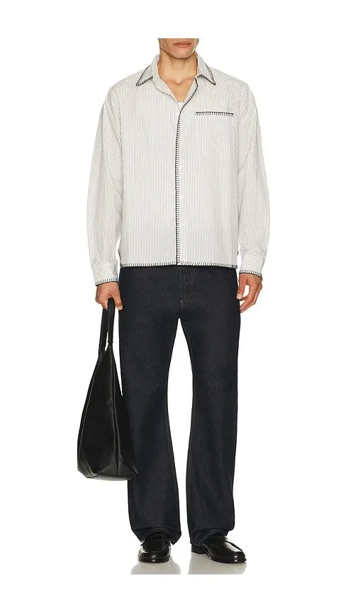 PERCIVAL Index Stripe Pearce Shirt In Grey
