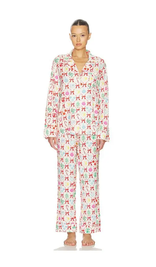 Show Me Your Mumu Classic Pj Set In White - Winter Wonderland Jersey