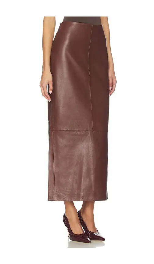 ST. AGNI Leather Column Skirt - Rum