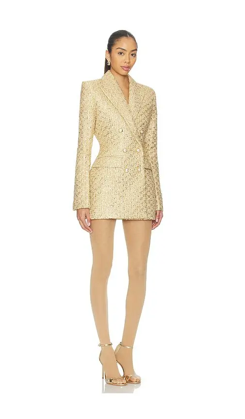 Nadine Merabi Monica Blazer Dress in Metallic Gold - size 4/S