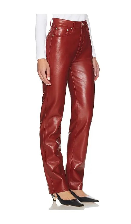 AGOLDE 90's Pinch Waist Long Leather Trousers