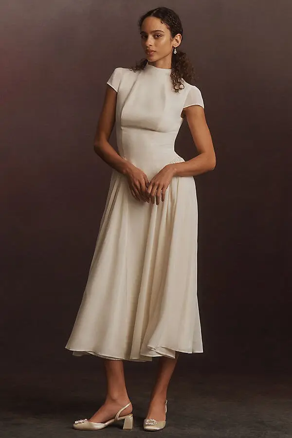 REFORMATION Maven Cap-sleeve Mock-neck Maxi Dress - Fior Di Latte