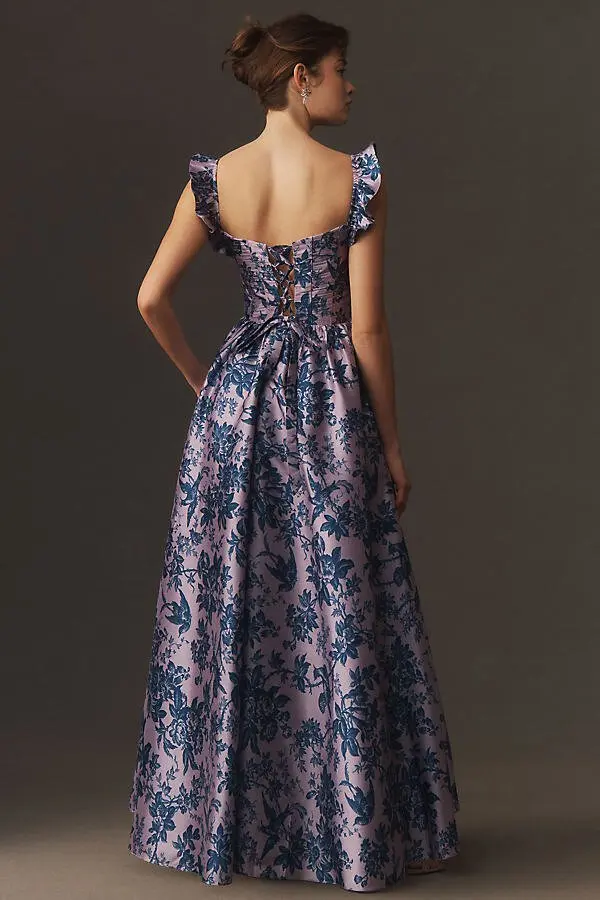 Bhldn Taffeta Bow-detailed A-line Maxi Dress