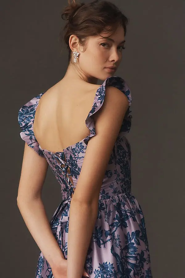 Bhldn Taffeta Bow-detailed A-line Maxi Dress