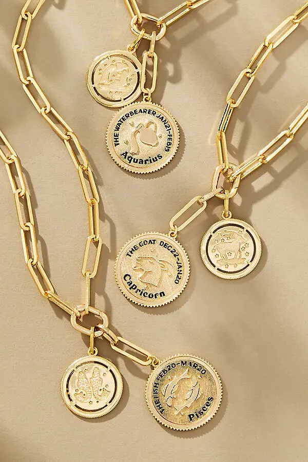 Anthropologie Zodiac Coin Necklace - Aries