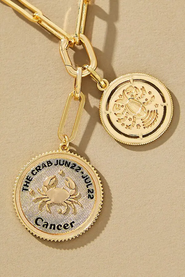 Anthropologie Zodiac Coin Necklace - Cancer