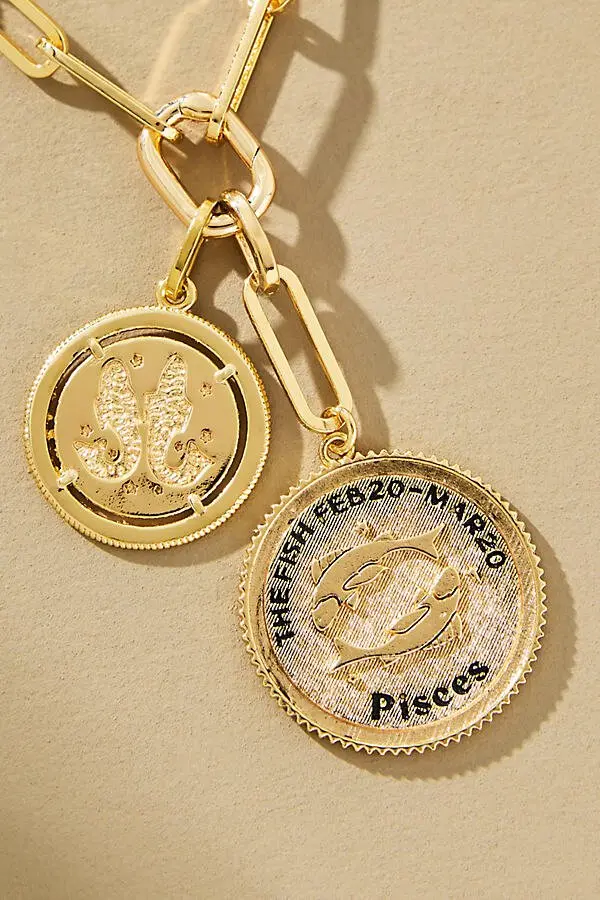 Anthropologie Zodiac Coin Necklace - Pisces