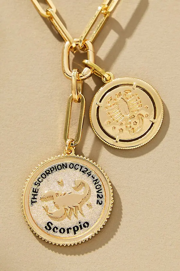 Anthropologie Zodiac Coin Necklace - Scorpio