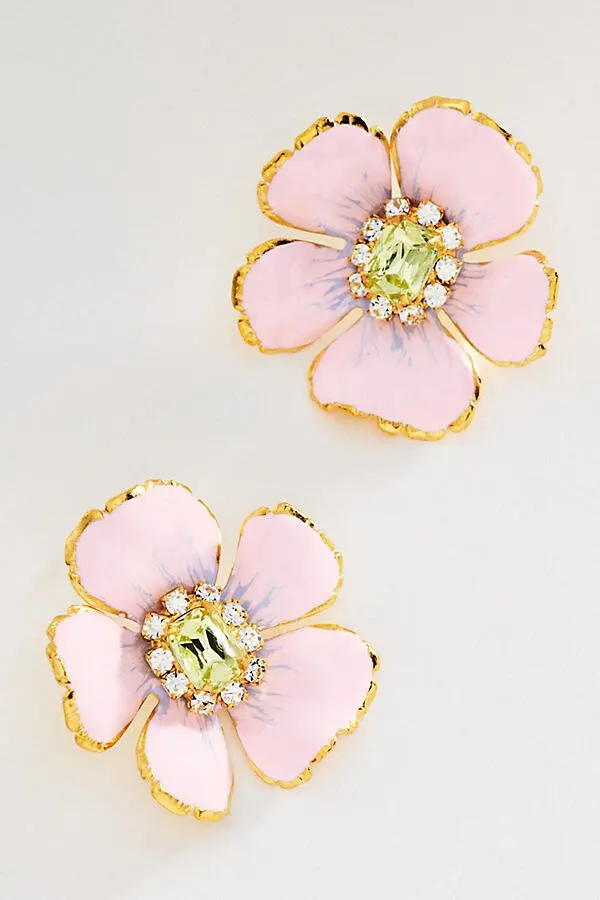 THE PINK REEF Floral Post Earrings - Petal Pink