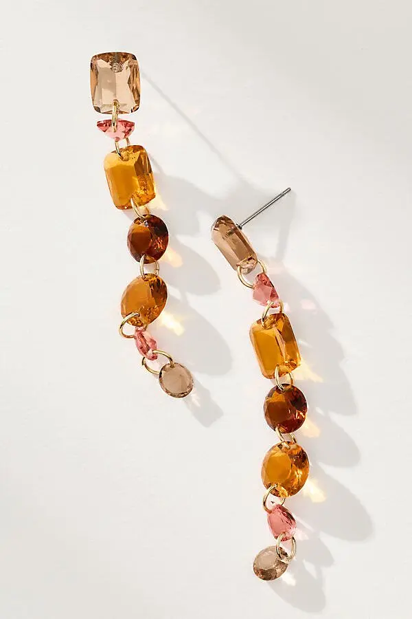 Anthropologie Crystal Stone Drop Earrings - Orange