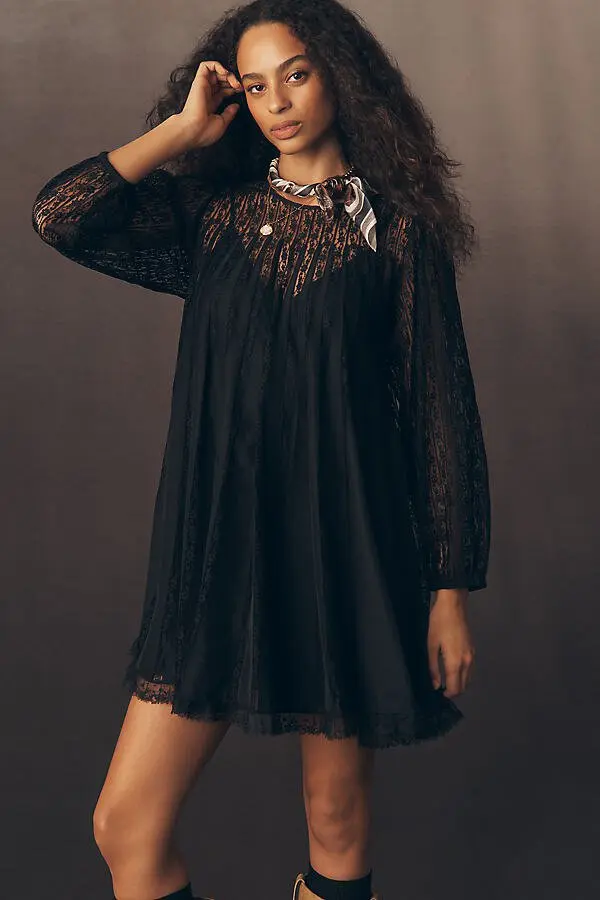 keepsake black lace dress The Great. Keepsake Silk Blend Lace Mini Dress In Black - 70% Off